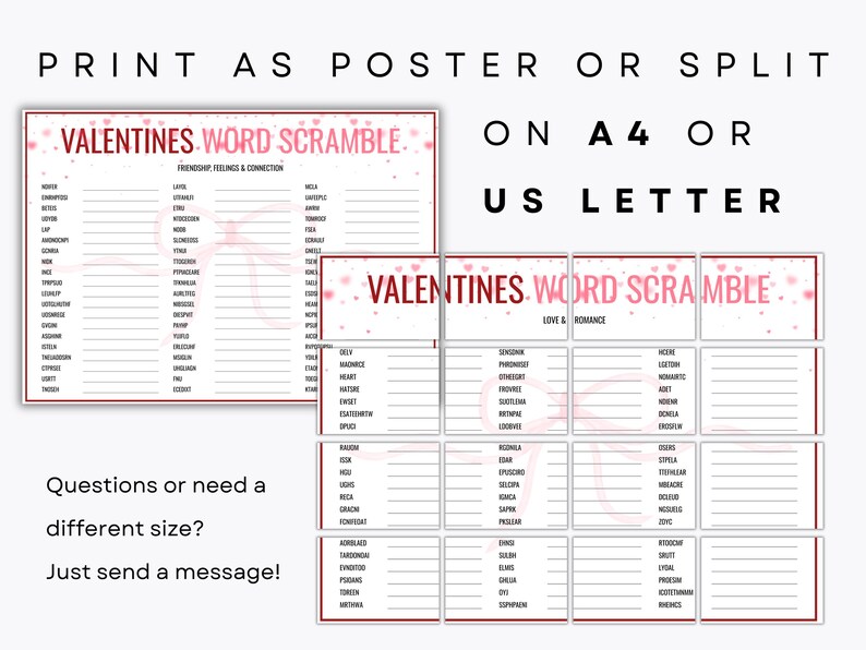 Valentine's Day Word Scramble Game – Giant Printable Puzzle (PDF ...