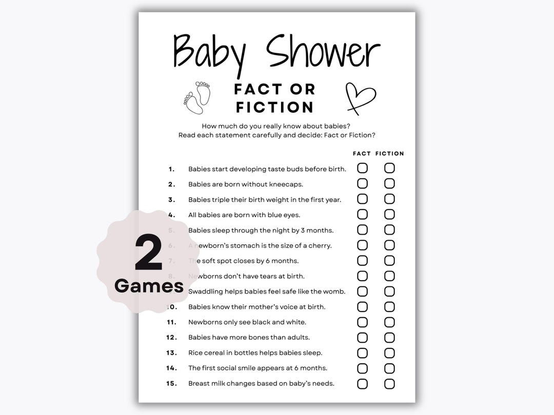 Baby Shower Fact or Fiction Game – 2 Printable Games – Icebreaker Baby ...