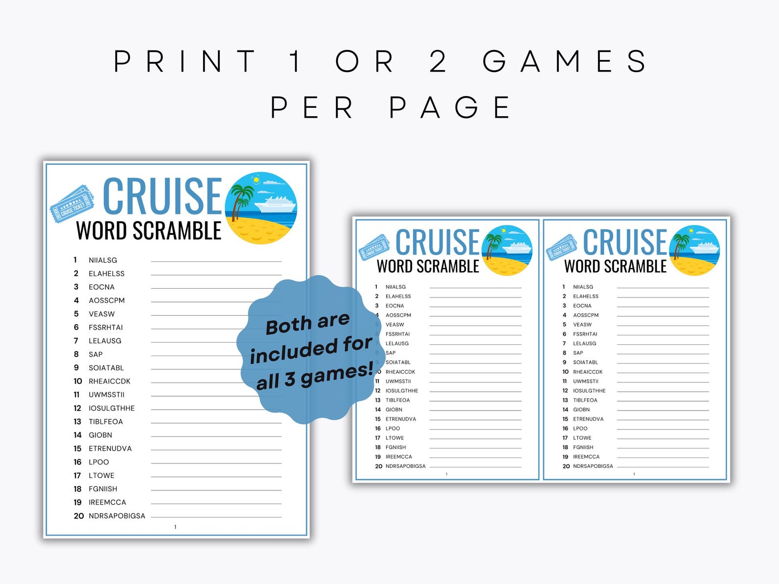 3 Cruise Word Scramble Games - 3 Printable Puzzles - Family Fun ...