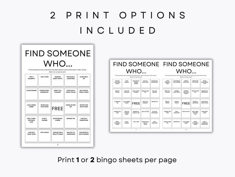 Ice Breaker Bingo Printable Find Someone Who Game - Conversation ...