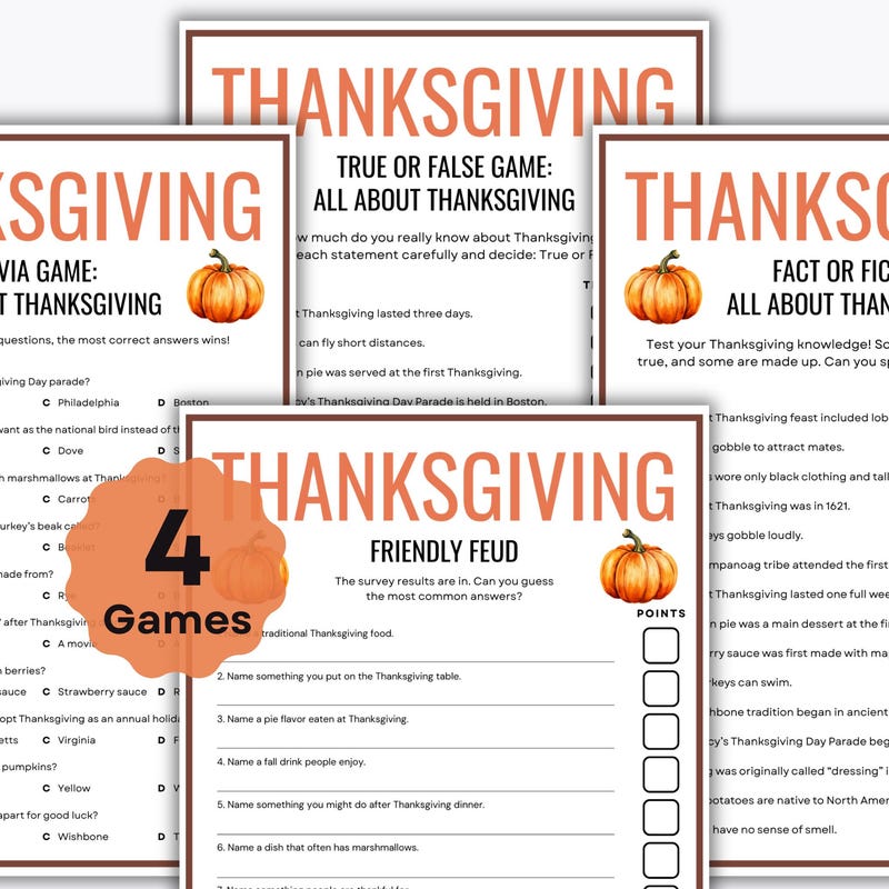 Thanksgiving True or False - Etsy