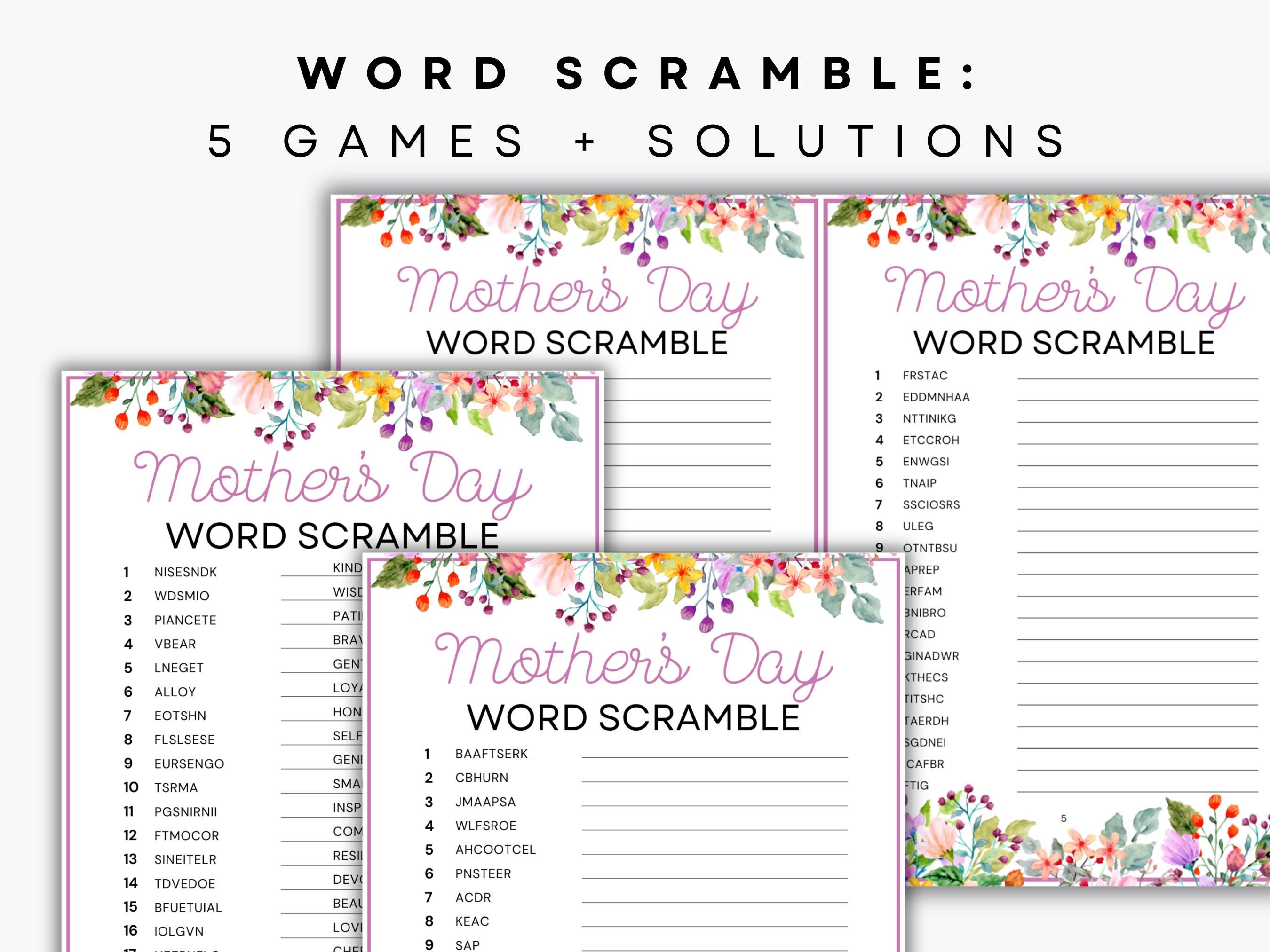 Mother's Day Word Games Bundle – 15 Printable Puzzles PDF Download ...