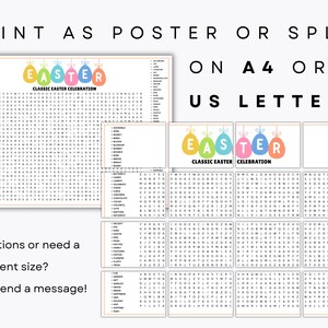 Giant XXL Easter Word Search Game - 100 Words - 3 Printable Puzzles ...