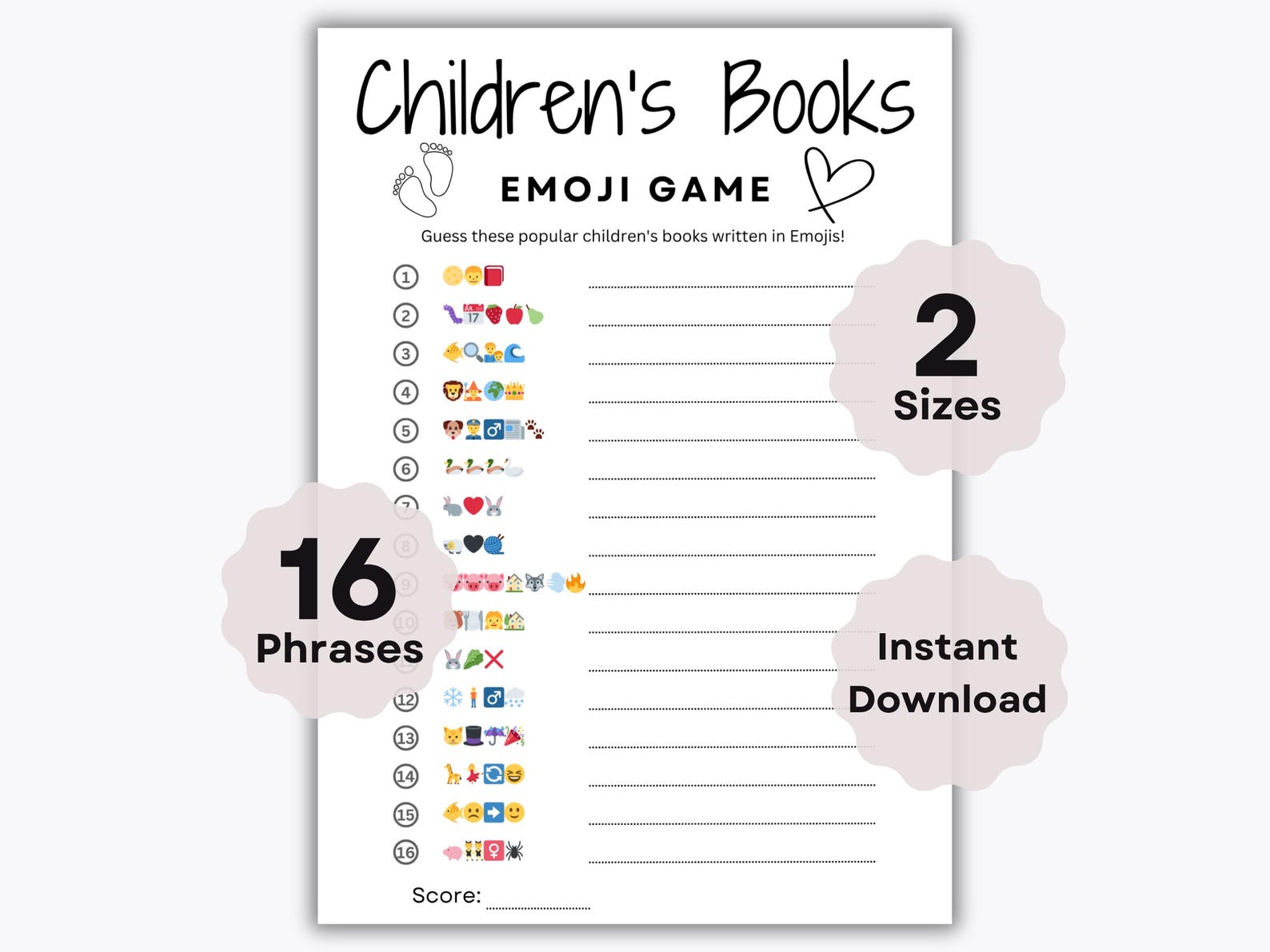 Children's Book Emoji Pictionary - Emoji Printable - Baby Shower Emoji ...