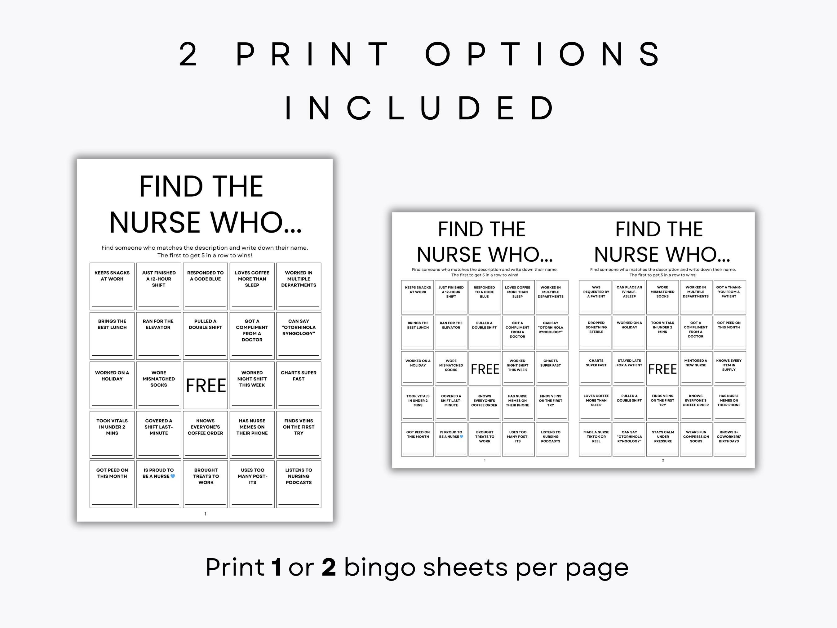 Find the Nurse Who… - Printable Nurses Week Ice Breaker Bingo - 60 ...