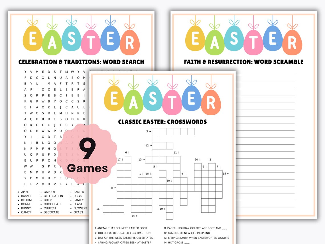 Easter Word Game Bundle – 9 Printable Games – PDF Download – Word ...