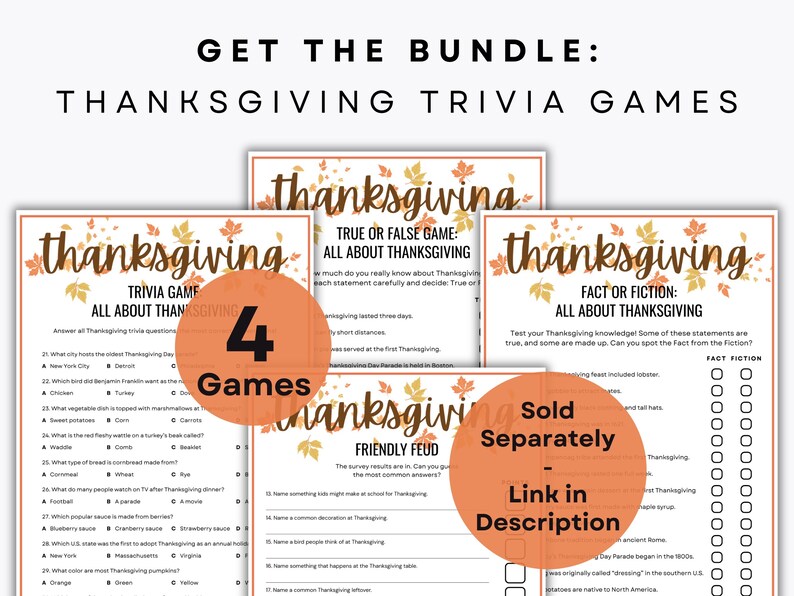 Thanksgiving Word Game Bundle – 9 Printable Games – Icebreaker Activity ...