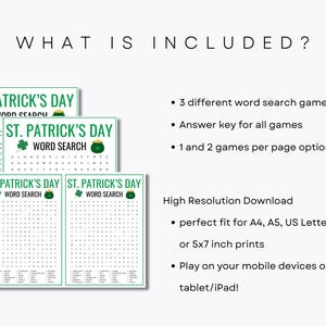 3 St. Patrick's Day Word Search Game - 3 Printable Puzzles - Fun ...