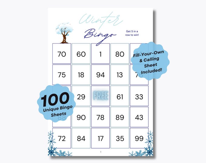 Happy Holidays 5x5 Bingo 30 Cards Printable Pdfs + Jpegs Contain ...