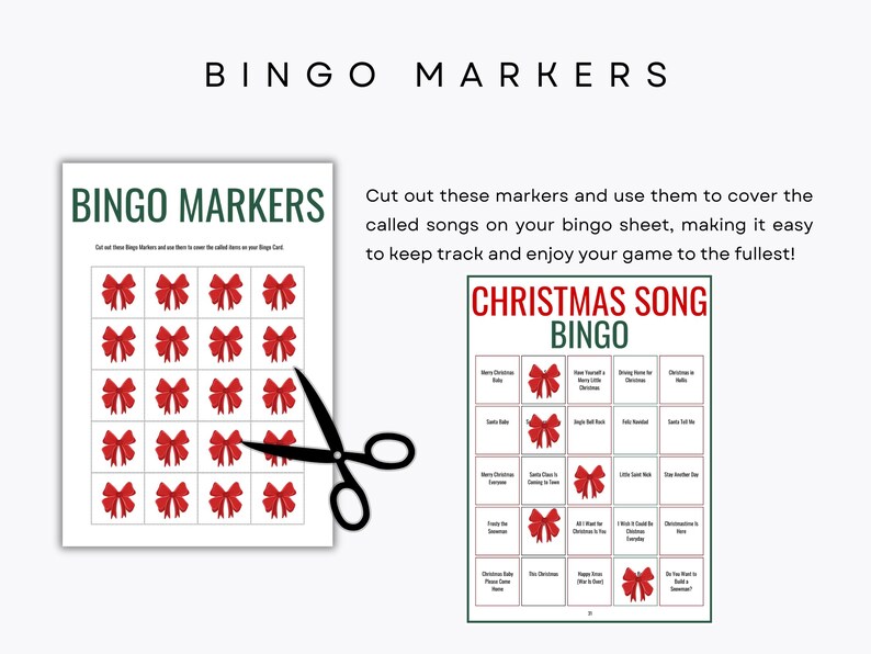 Christmas Song Bingo Game - 60 Unique Prefilled Bingo Sheets - Ready-to ...