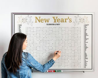 Giant XXL New Years Word Search Game - 100 Words - 3 Printable Puzzles ...