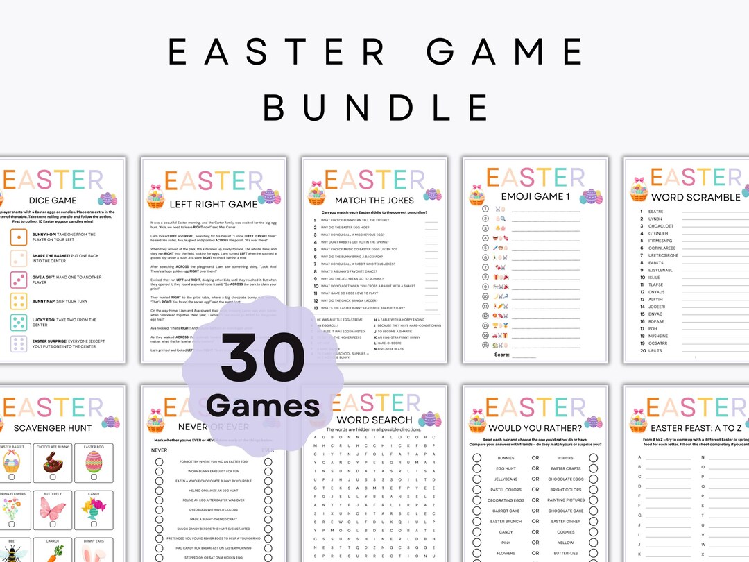 Easter Games Bundle – 30 Games - Easter Bunny Stories – Family Activity ...