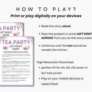 3 Tea Party Left Right Games - Afternoon Tea Stories - Family Activity ...