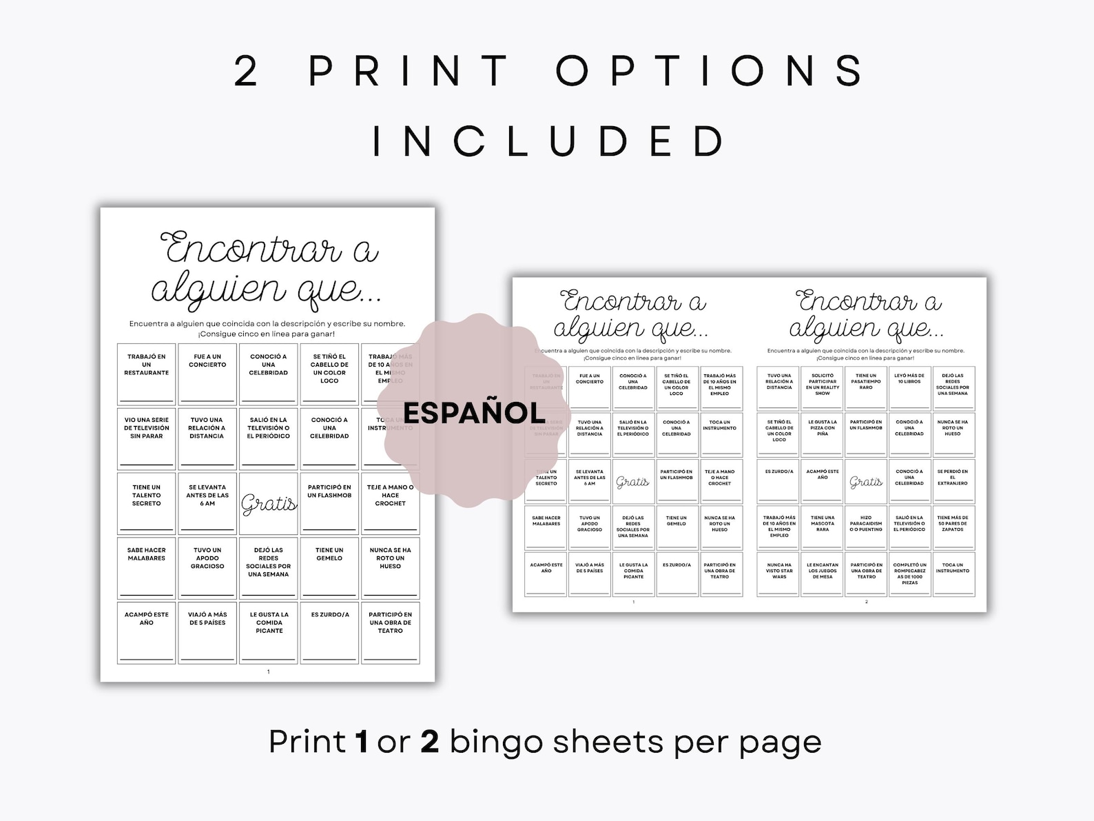 SPANISH Ice Breaker Bingo - 60 Unique Bingo Sheets - Find Someone Who ...