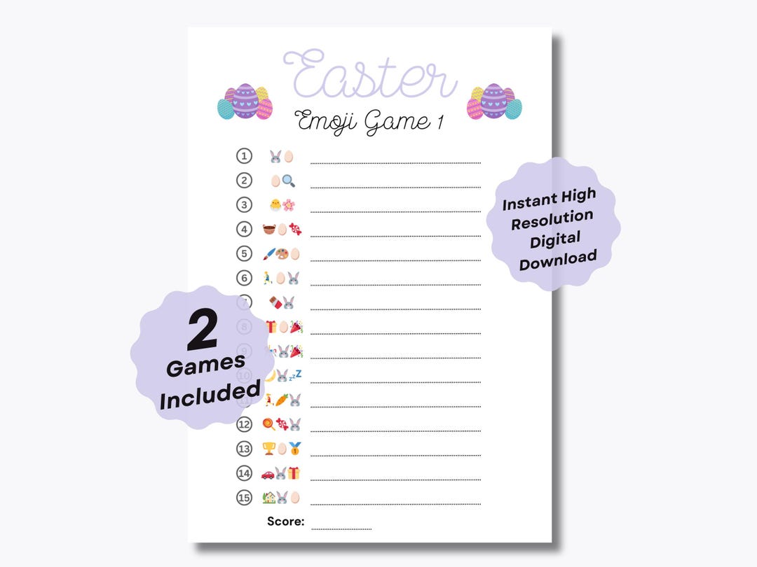 2 Easter Emoji Pictionary Game – Printable Games – Festive Spring Party ...
