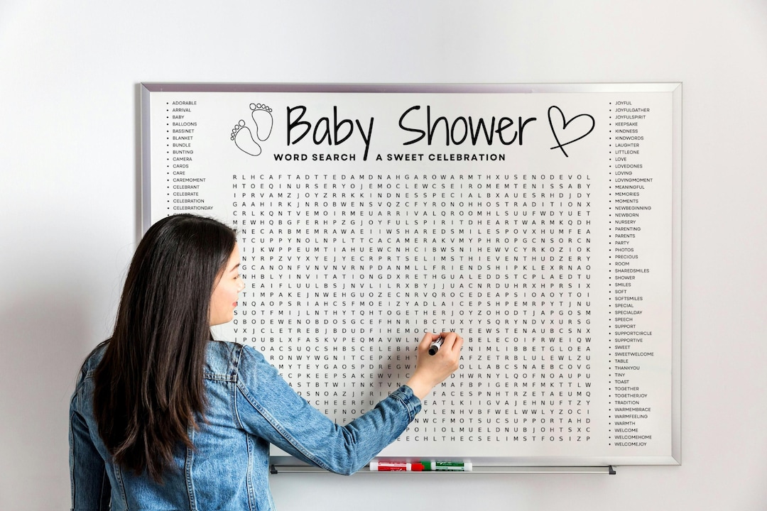 Giant XXL Baby Shower Word Search – 100 Baby-themed Words – 3 Printable ...