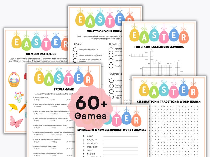 60+ Easter Games Bundle - Printable Party Games - Family Activity ...