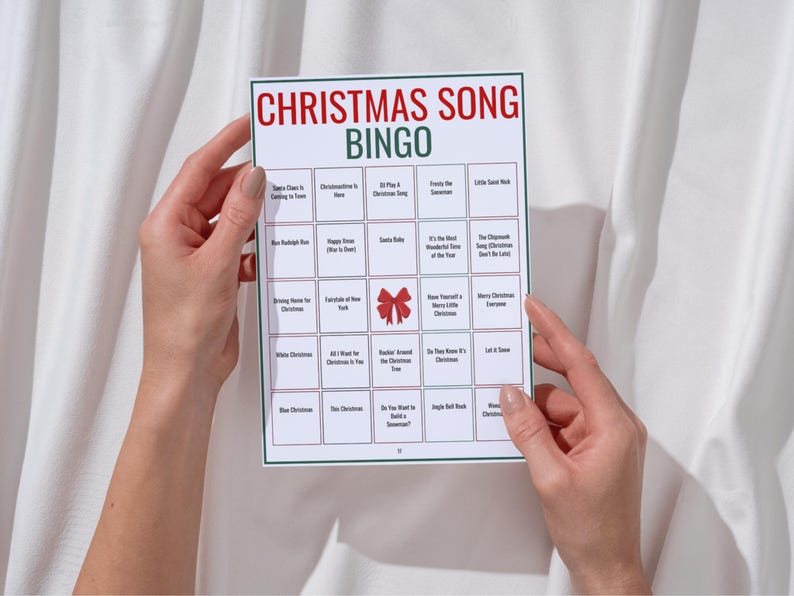 Christmas Song Bingo Game - 60 Unique Prefilled Bingo Sheets - Ready-to ...