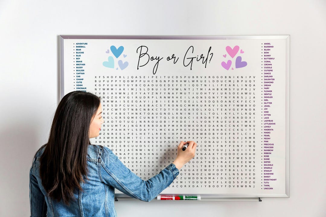 Giant XXL Boy or Girl Word Search – Gender Reveal Party – 100 Baby ...