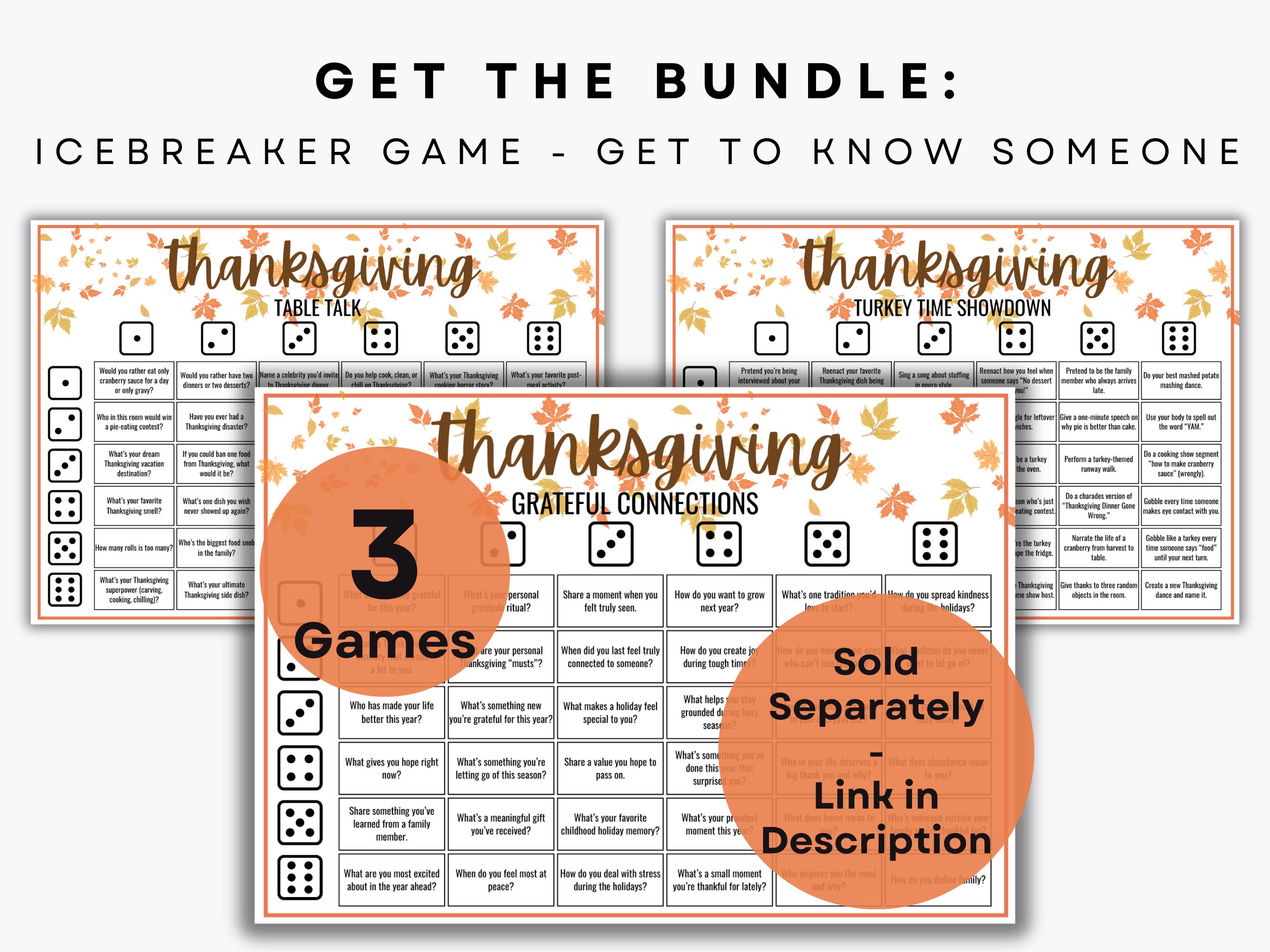 Thanksgiving Word Game Bundle – 9 Printable Games – Icebreaker Activity ...