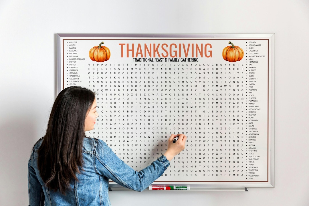 Giant XXL Thanksgiving Word Search Game - 100 Words - 3 Printable ...