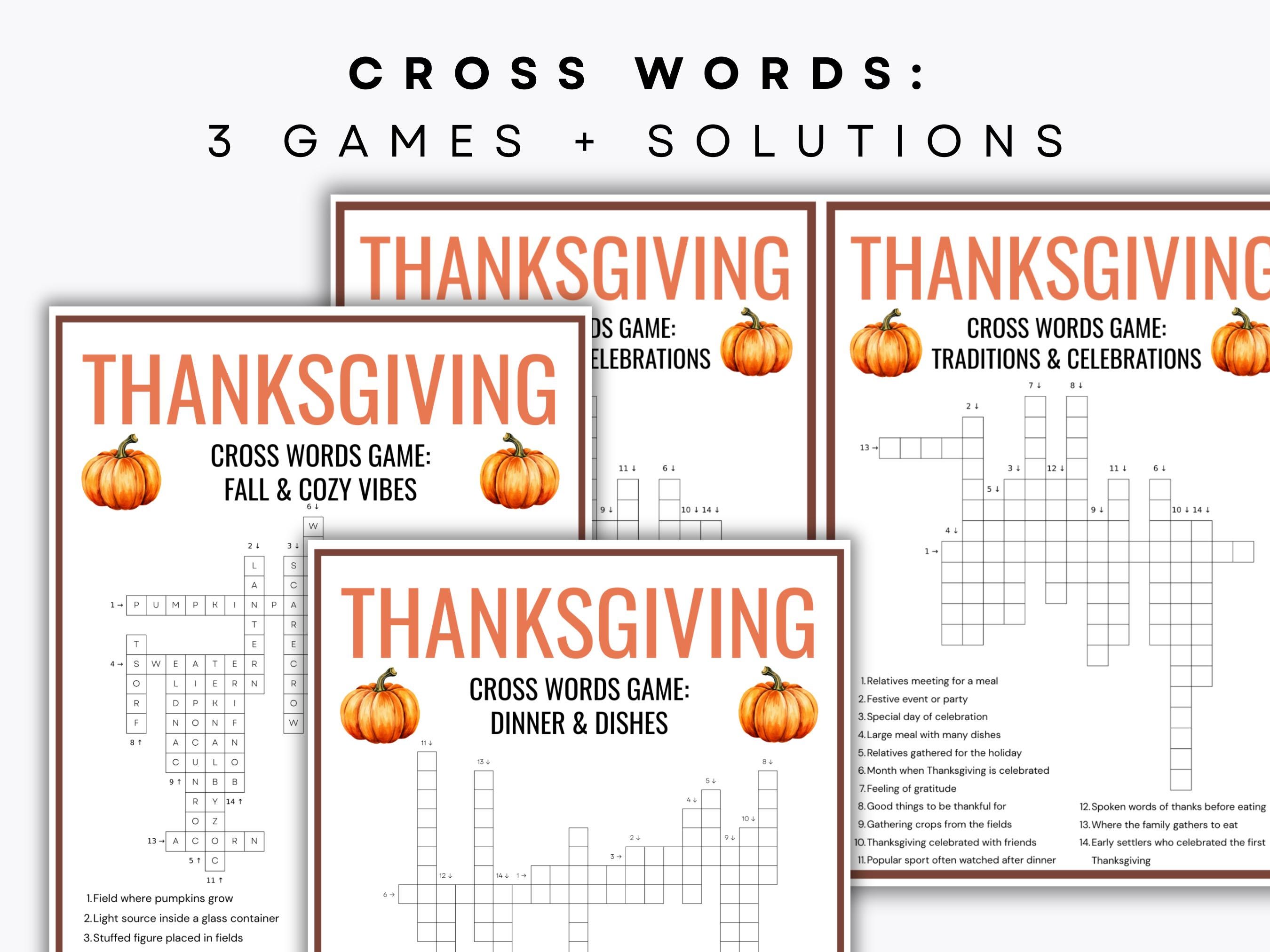 Thanksgiving Word Game Bundle – 9 Printable Games – Icebreaker Activity ...