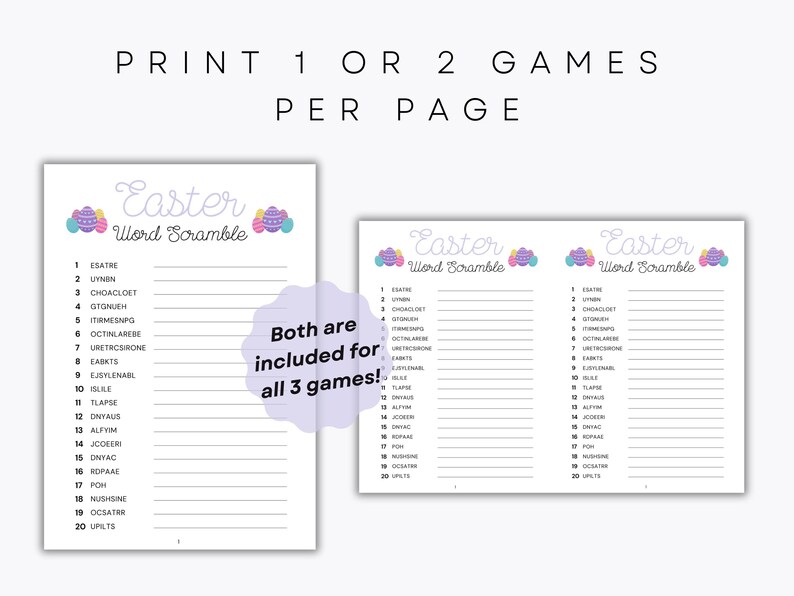 3 Easter Word Scramble Game – Printable Puzzles – Festive Spring Party ...