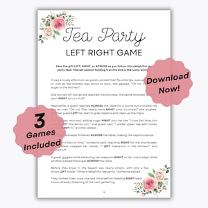 3 Tea Party Left Right Games - Afternoon Tea Stories - Family Activity ...