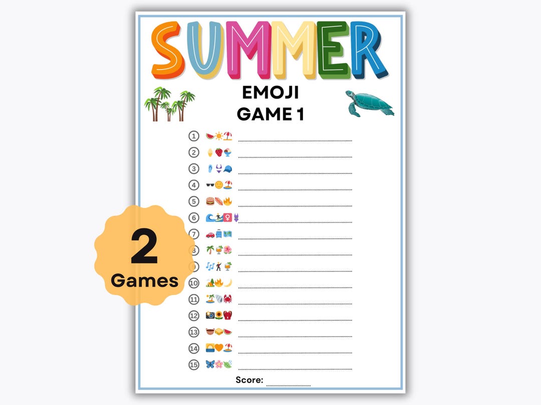 2 Summer Emoji Pictionary Game – Printable Games – Summer Parade Party ...