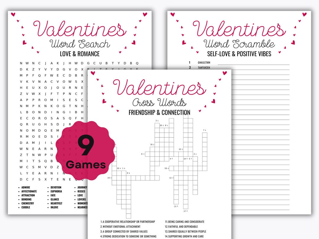 Valentine's Day Word Game Bundle – Printable Classroom Activity (PDF ...