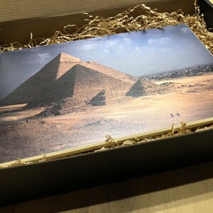 Giza Pyramids and Camels Laminated Photography on Wood 27,5 X 17,5 Cm ...
