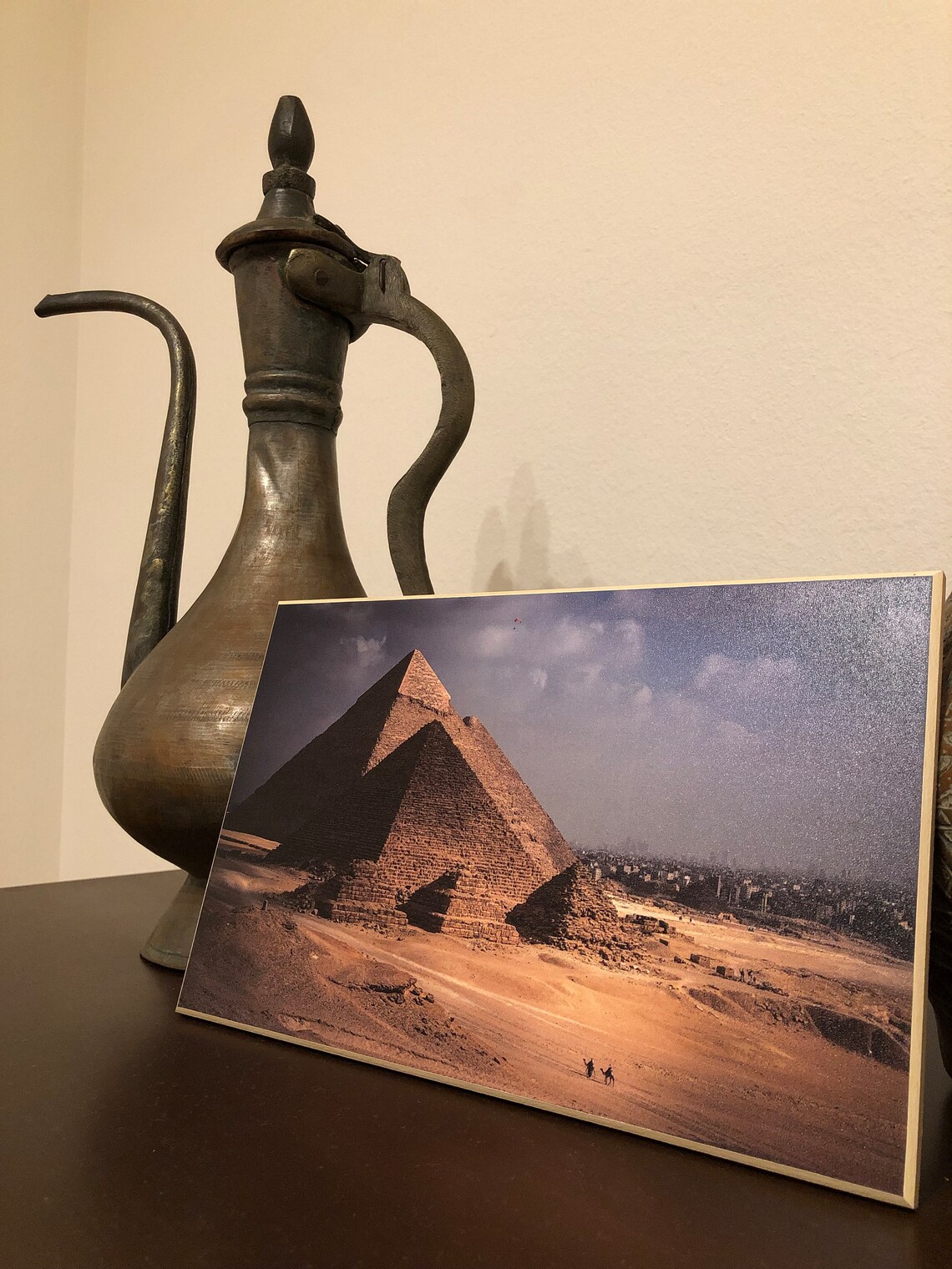 Giza Pyramids and Camels Laminated Photography on Wood 27,5 X 17,5 Cm ...