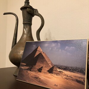 Giza Pyramids and Camels Laminated Photography on Wood 27,5 X 17,5 Cm ...