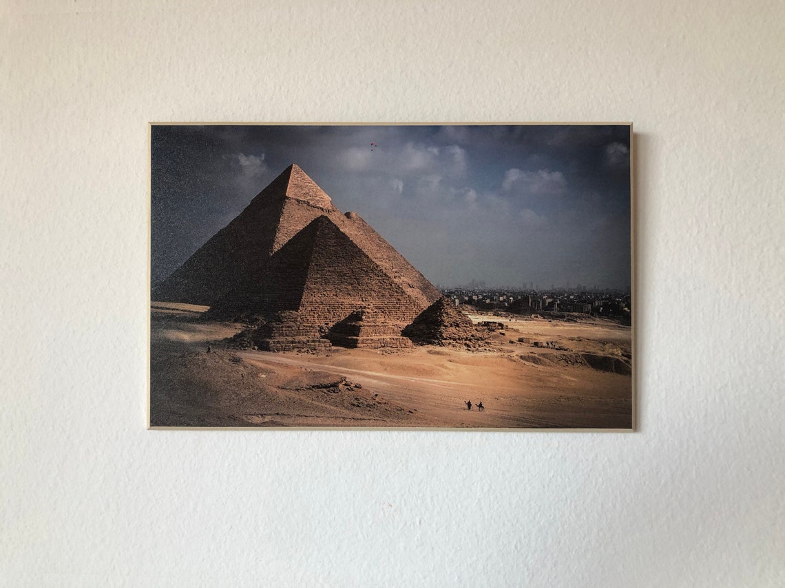 Giza Pyramids and Camels Laminated Photography on Wood 27,5 X 17,5 Cm ...