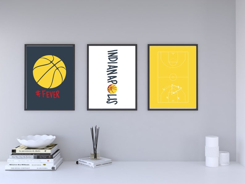 Indiana Fever WNBA Triptych Digital Download | Set of 3 WNBA Wall Art ...