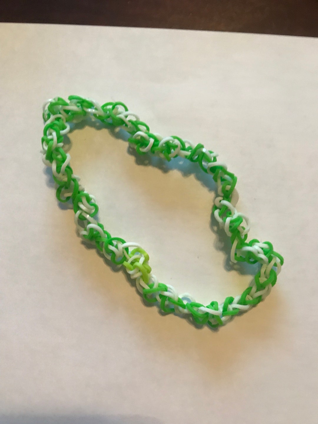 Green and White Rubber Band Bracelet - Etsy