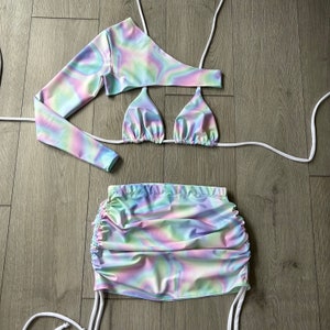 Festival Outfit Rave Outfit Pastel Marble Print 3 Piece - Etsy