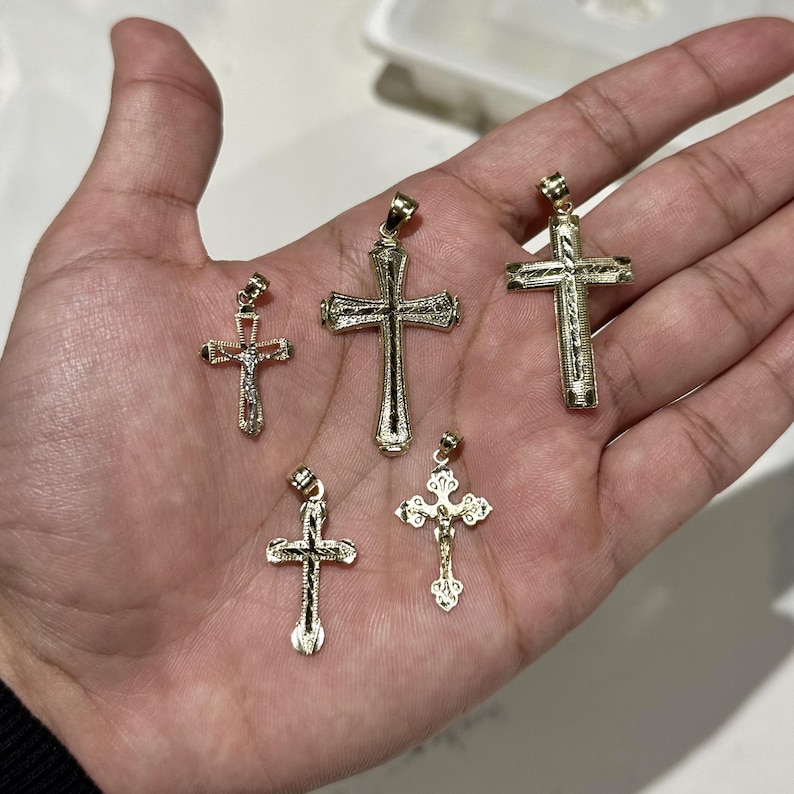 10K Real Solid Yellow Gold Men's Christian Cross Pendant | Christian ...