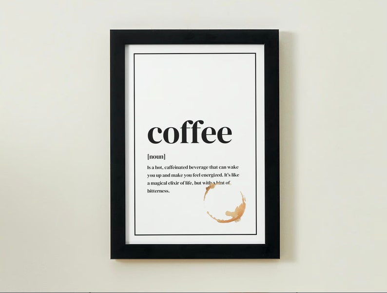 Poster Definition coffee Digital Print Digital File - Etsy