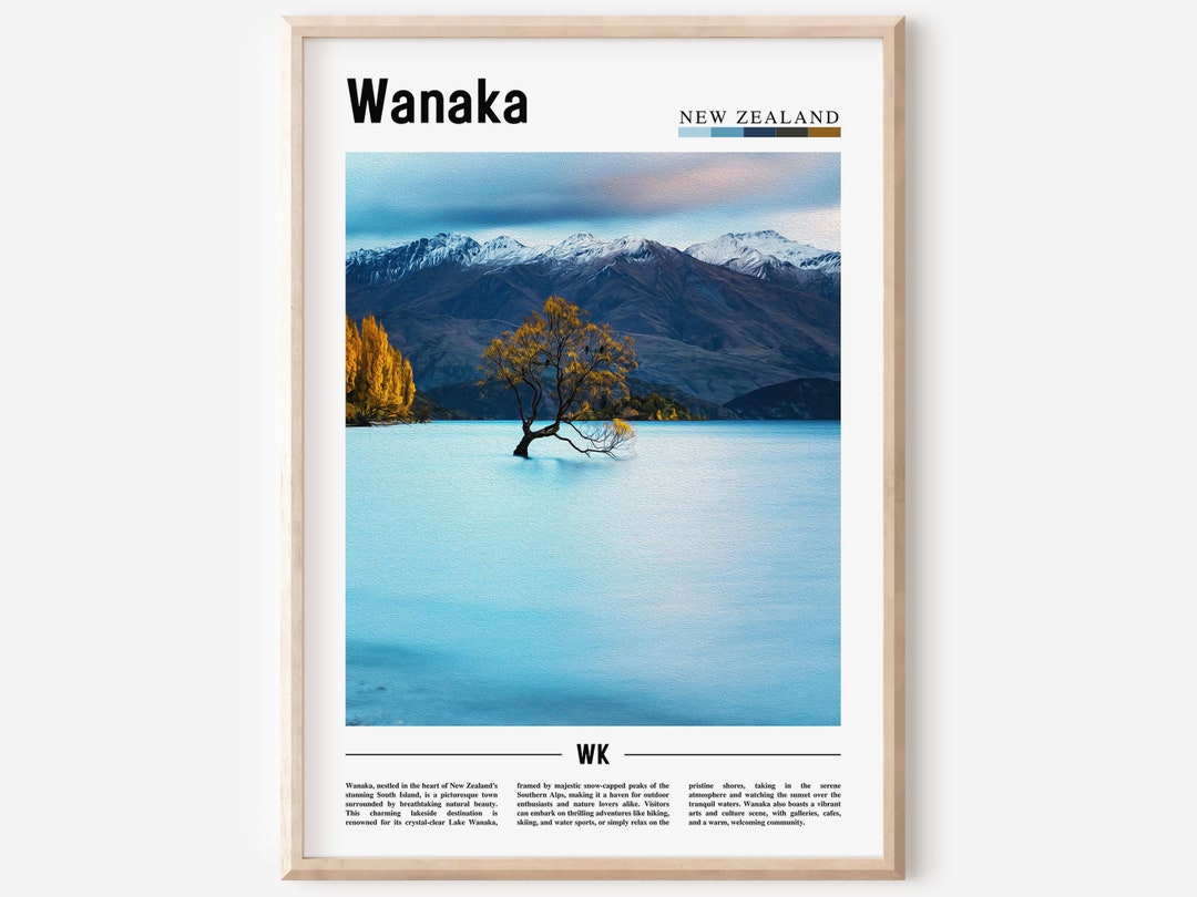 Wanaka Poster, Wanaka Print, Wanaka Wall Art, Minimal Travel Print ...