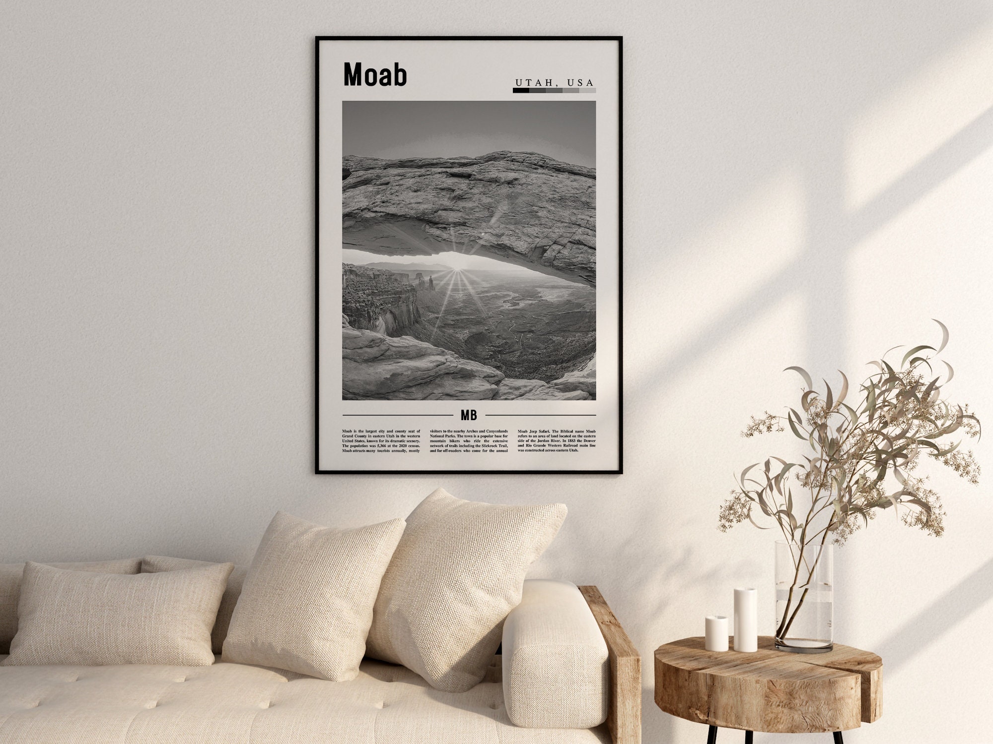 Moab Poster Black and White, Moab Print Black and White, Moab Wall Art ...