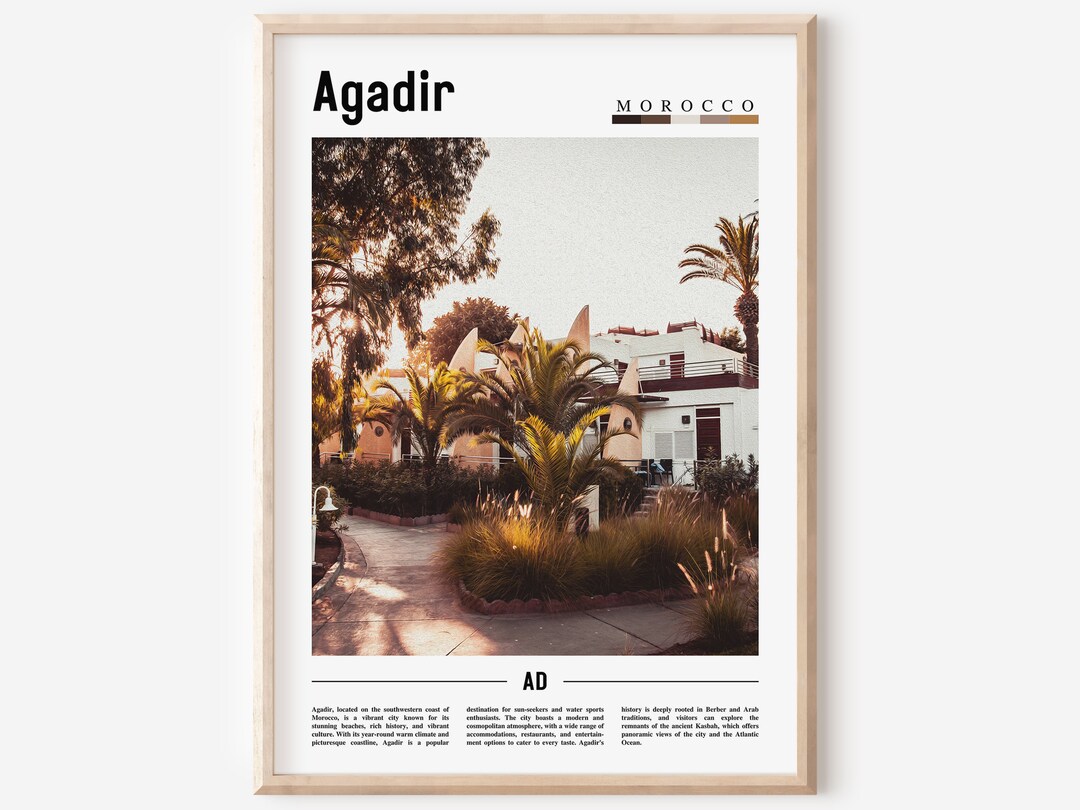 Agadir Poster, Agadir Print, Agadir Wall Art, Minimal Travel Print ...
