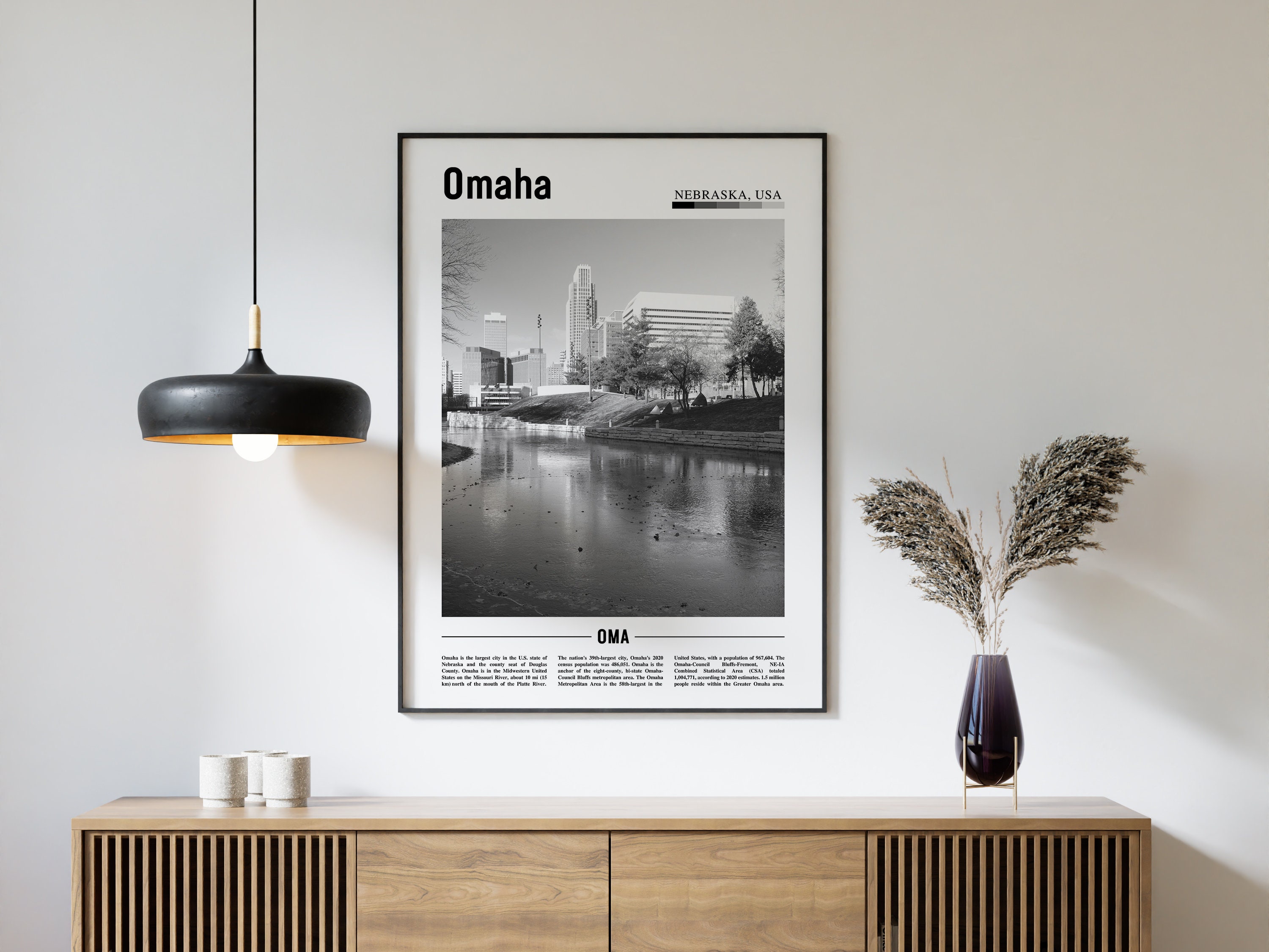 Omaha Poster Black and White, Omaha Print Black and White, Omaha Wall ...