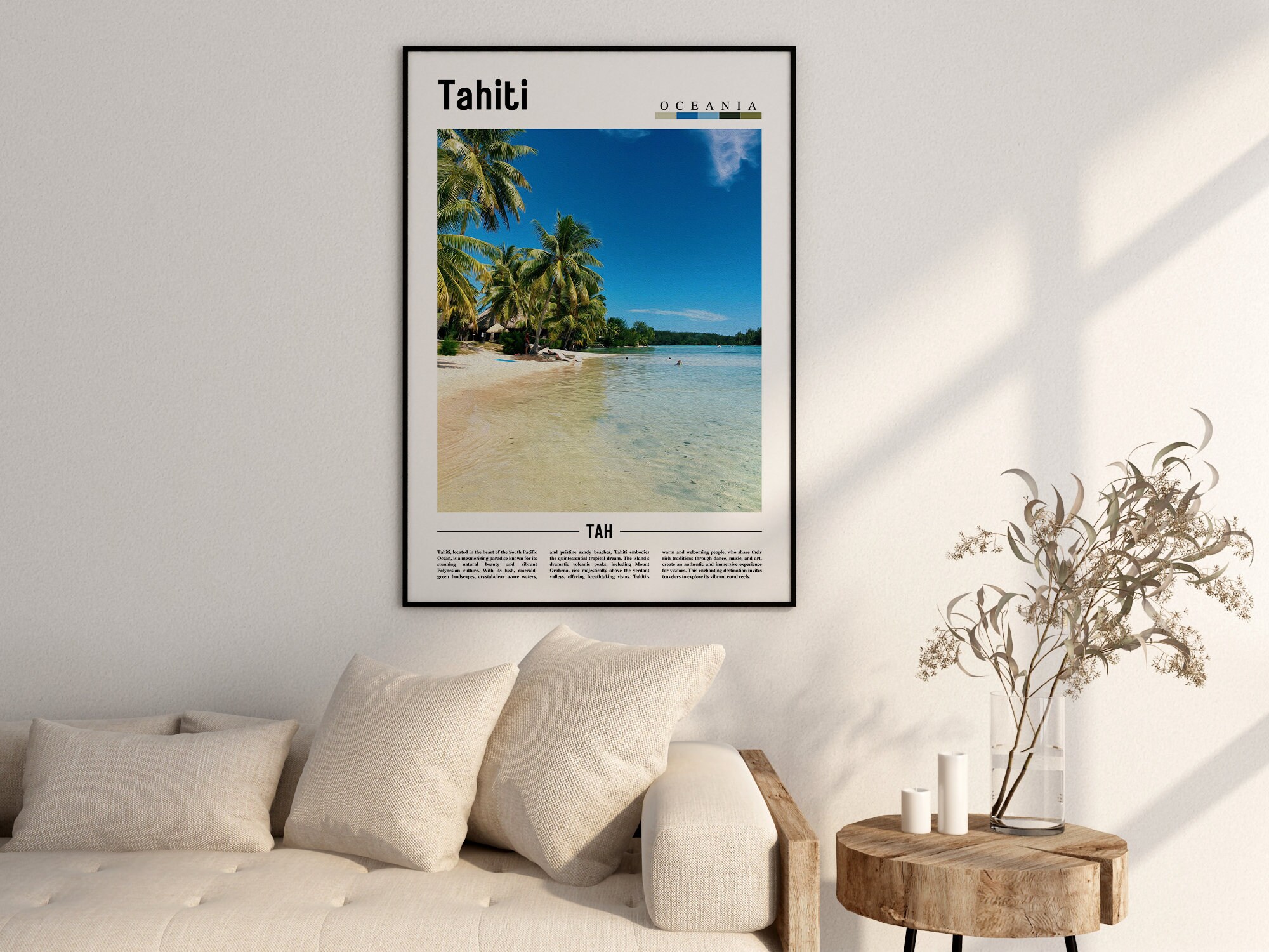 Tahiti Poster, Tahiti Print, Tahiti Wall Art, Minimal Travel Print ...