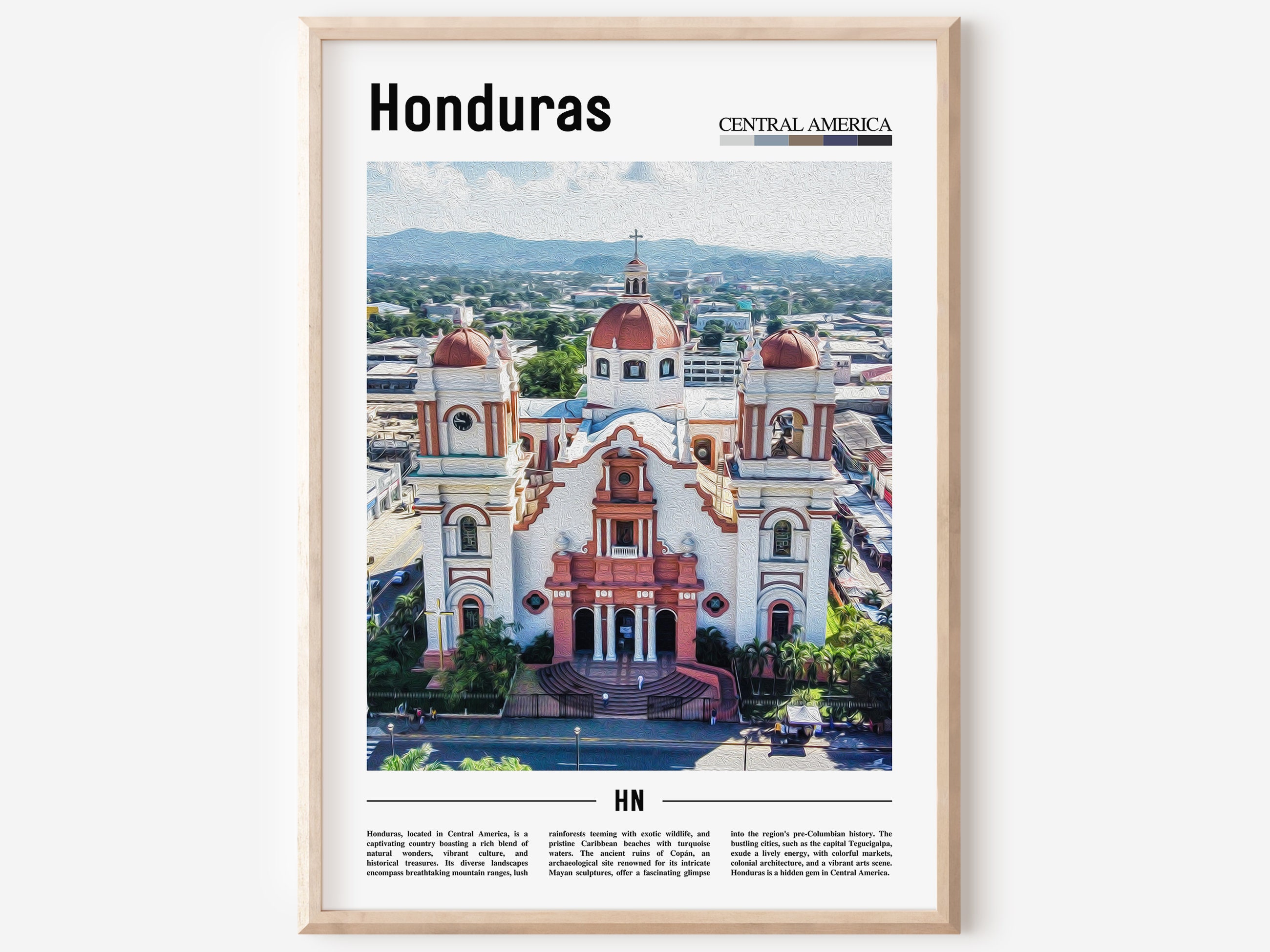 Honduras Poster, Honduras Print, Honduras Wall Art, Central America ...
