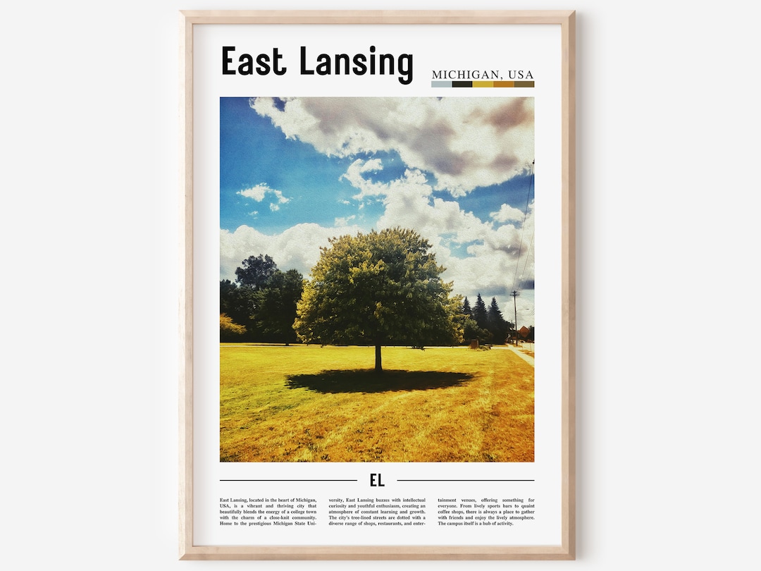East Lansing Poster, East Lansing Print, East Lansing Wall Art, United ...