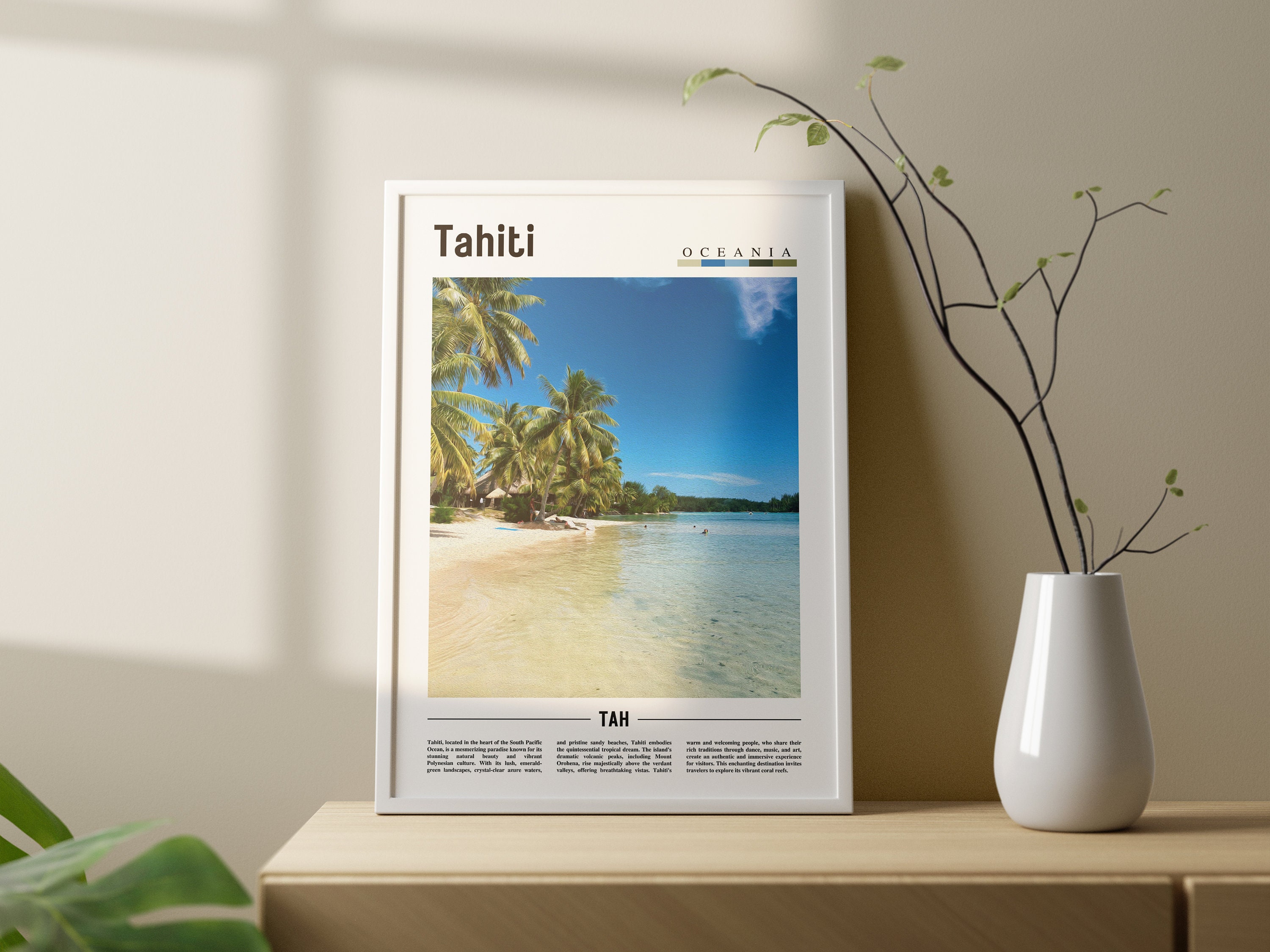 Tahiti Poster, Tahiti Print, Tahiti Wall Art, Minimal Travel Print ...
