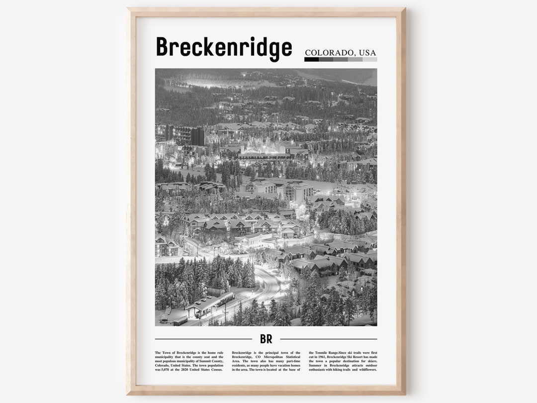Breckenridge Poster Black and White, Breckenridge Print Black and White ...