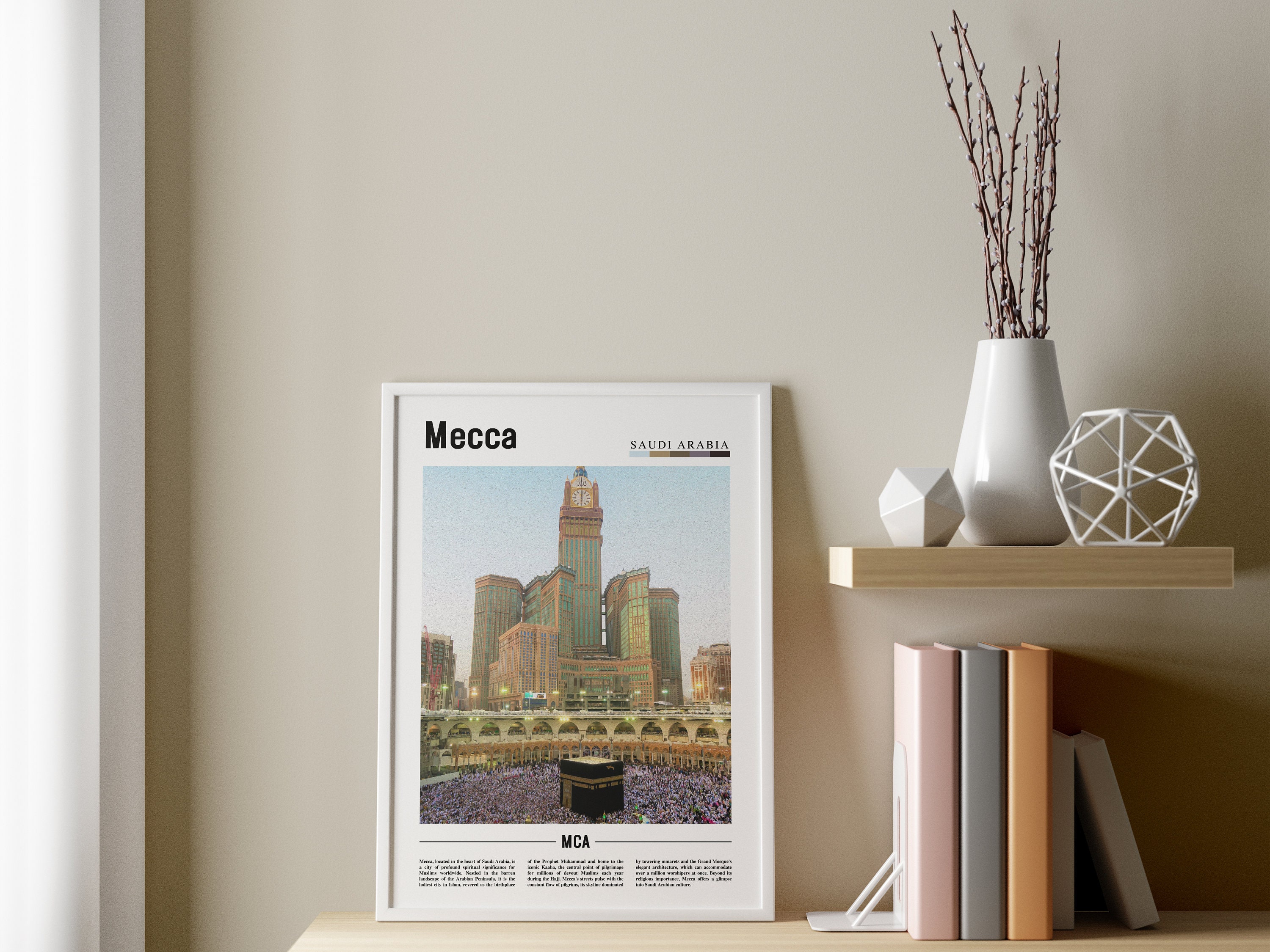 Mecca Poster, Mecca Print, Mecca Wall Art, Minimal Travel Print, Travel ...