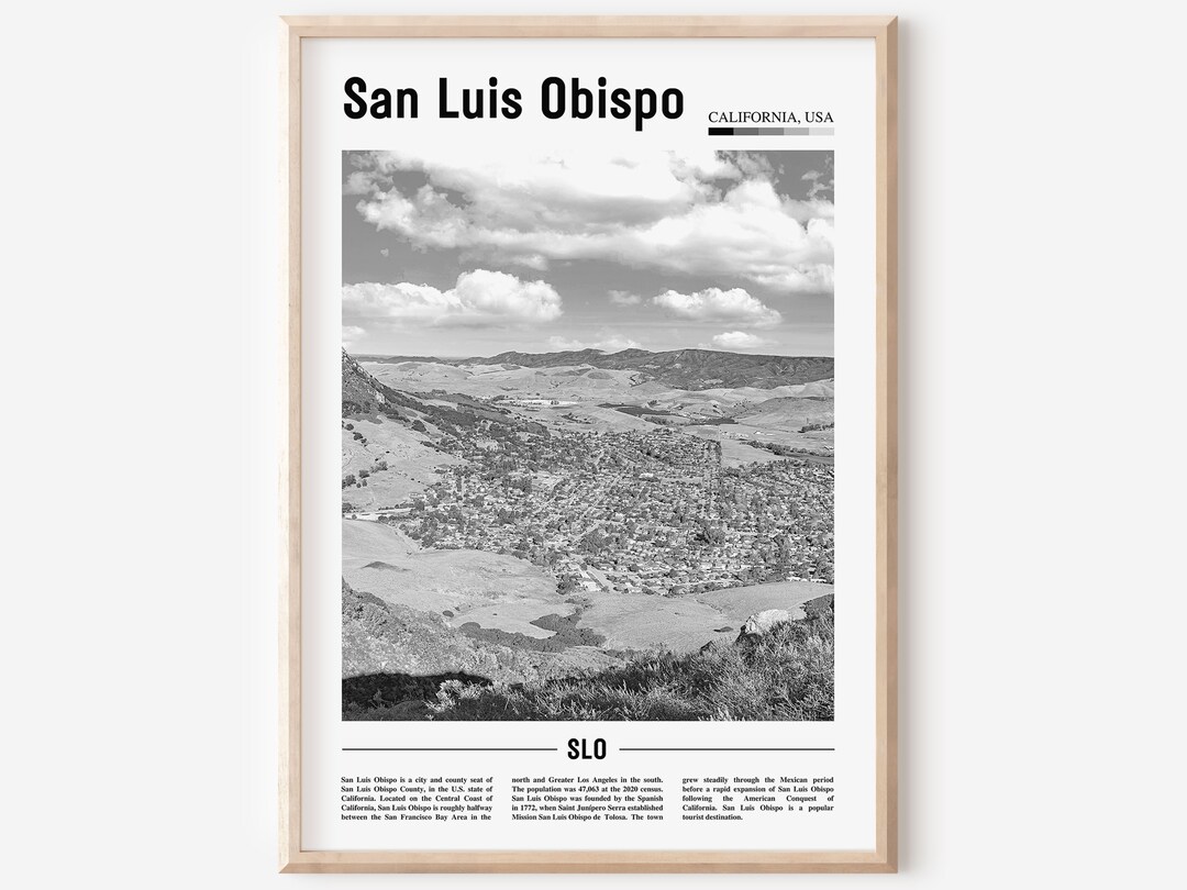 San Luis Obispo Print Black and White, San Luis Obispo Poster, San Luis ...